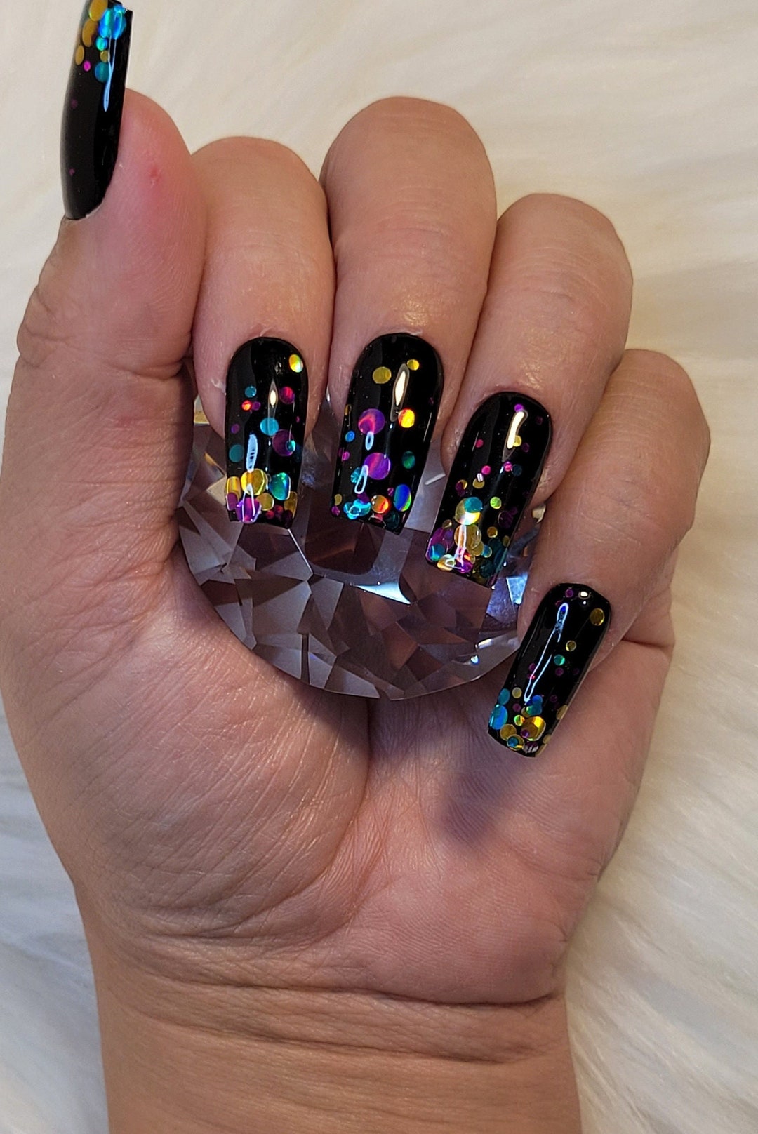 Firework Fallout Press on Nails New Years Nails Glitter Placement ...