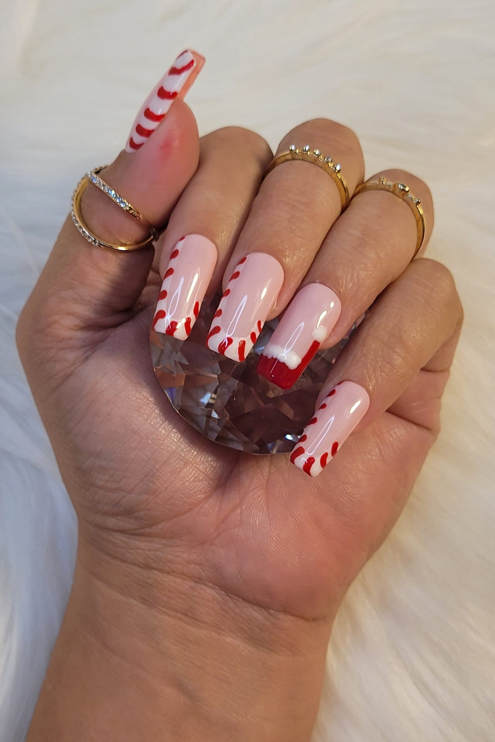 Candy Cane French Tips Toes