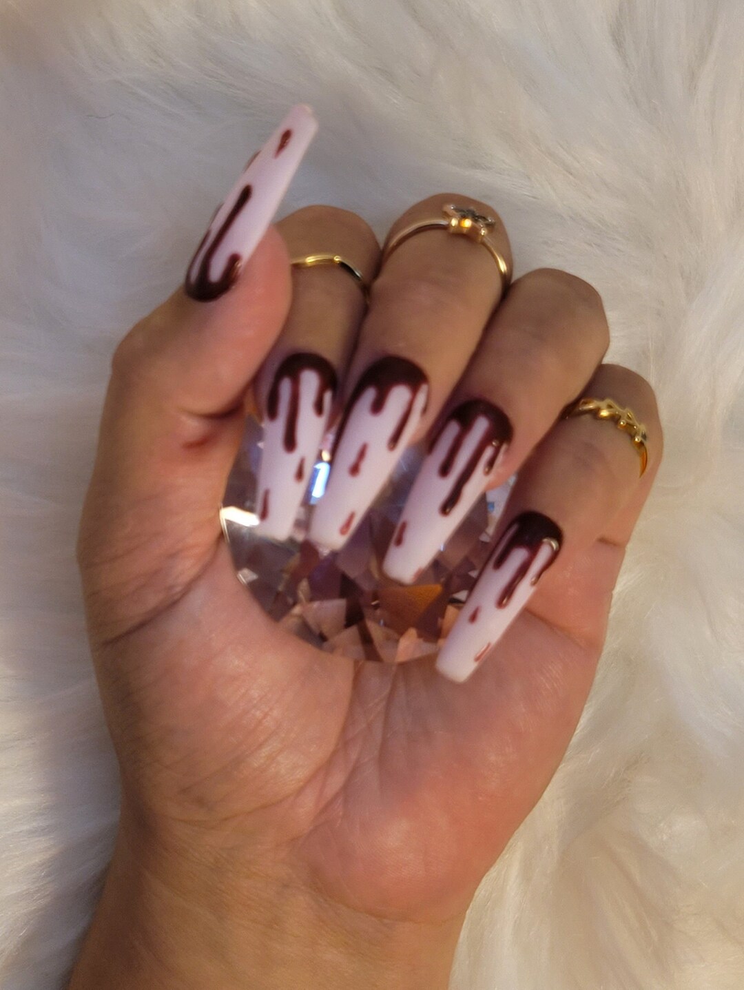 Cute Without the E Set Bloody Cuticle Press on Nails Fake Blood ...