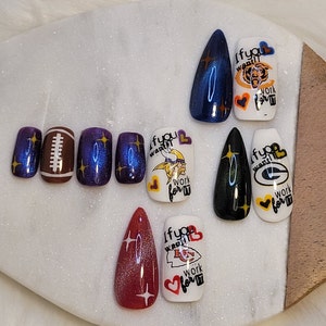 If You Want It Set Press on Nails Football Nails NFL Inspired Sports ...