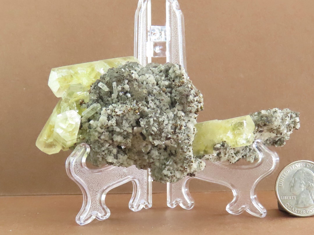 Barrel Calcite Crystals With Chalcopyrite on Dolomite - Etsy