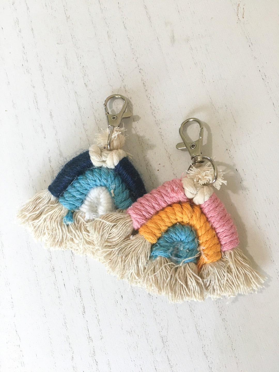 Two Pack - Macrame Rainbow Keychain - Small - (2) - Etsy