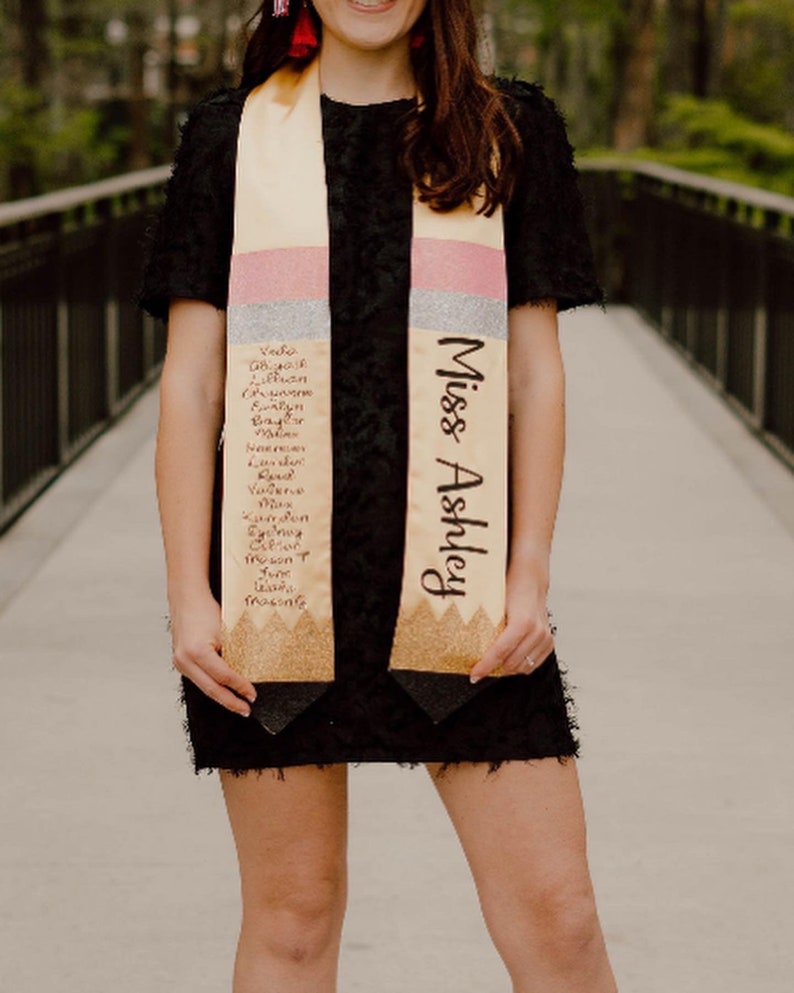 Pencil Teacher Graduation Stole - Etsy