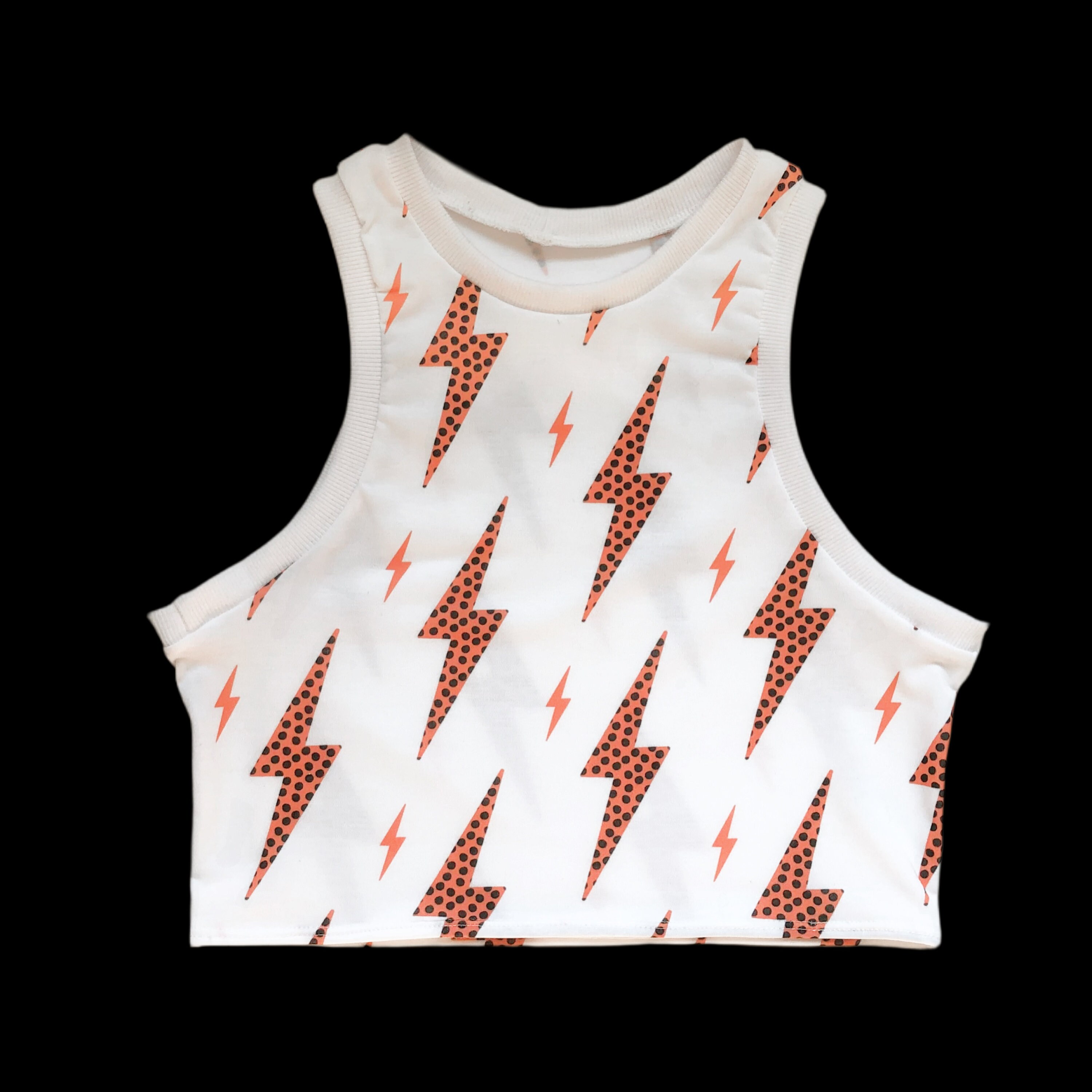 Bobbie Crop Tank / Lightning Bolts Black or White - Etsy