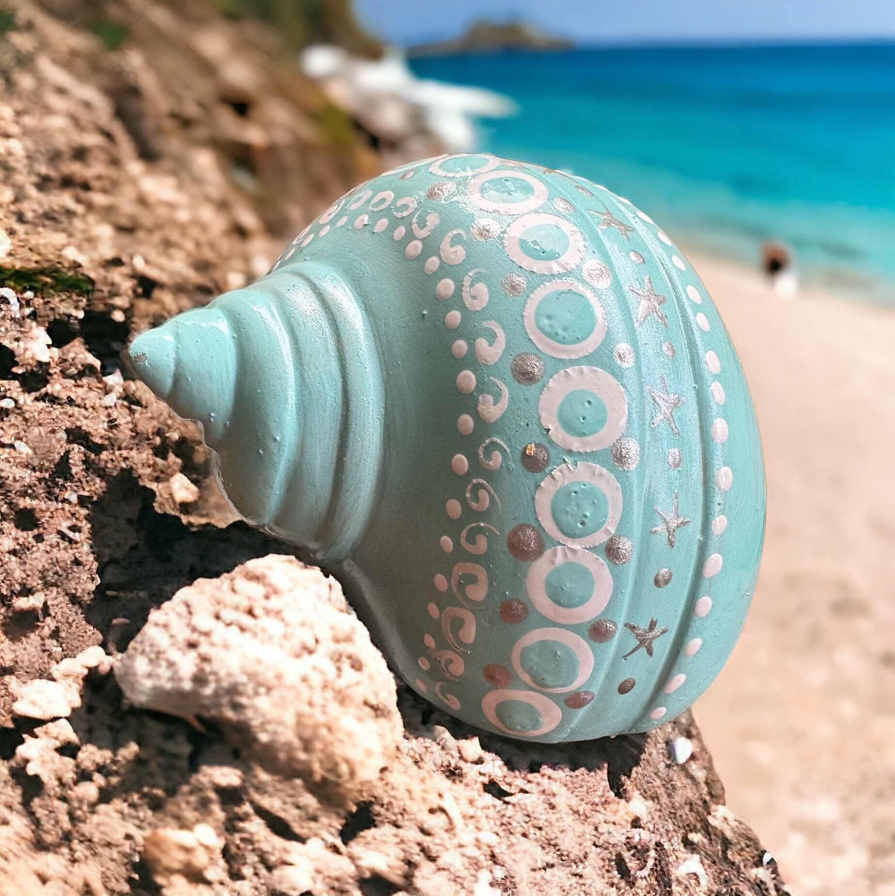 Handmade Painted Sea Shell Rock - Etsy