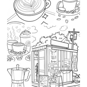 Coffee Bundle of Five Coloring Pages - Etsy