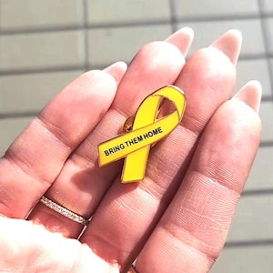 Bring Them Home Yellow Ribbon Israel Pin Bring Them Home Now Hostages Support Israel Yellow ...