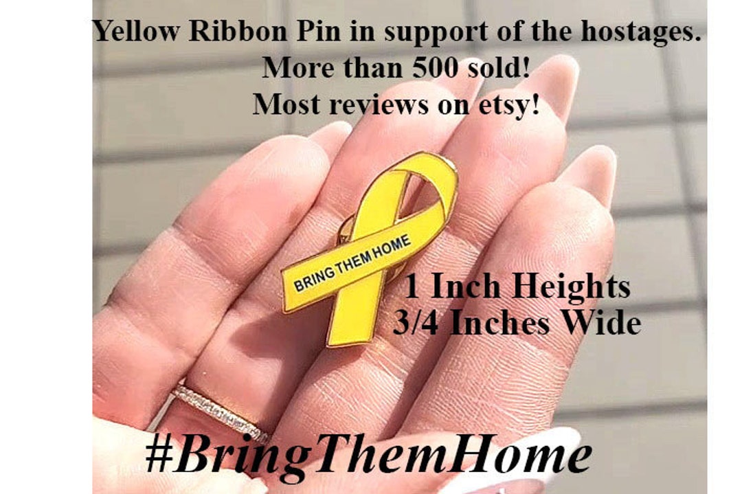 Bring Them Home Yellow Ribbon Israel Pin Bring Them Home Now Hostages Support Israel Yellow ...