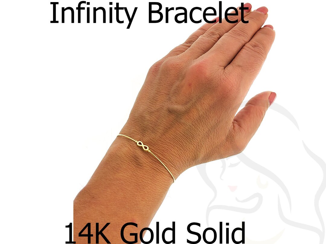 Infinity Bracelet / Bangle Solid 14K Gold With Extension / Dainty ...