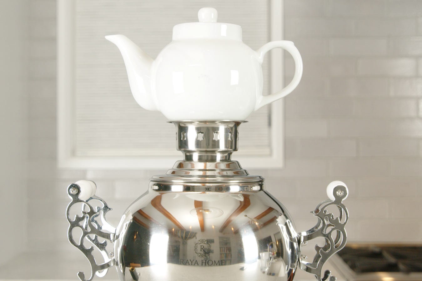 RAYA Classic Samovar Silver Tea Maker With White Porcelain - Etsy