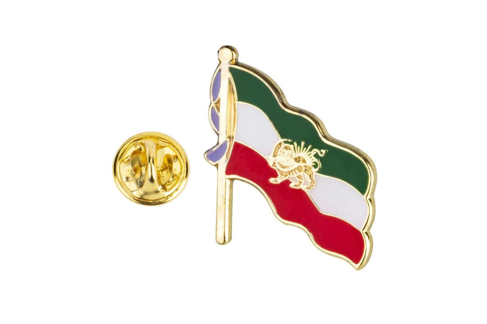 Free Iran Flag Pin Lion and Sun Emblem Shir O Khorshid Quality Heritage ...