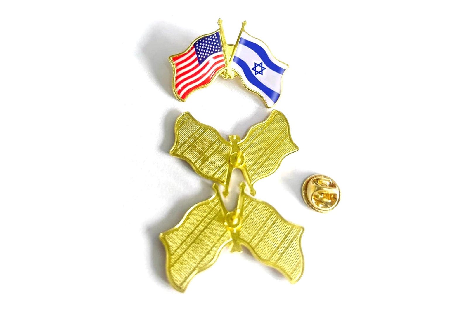 Israel + USA Double Waving Crossed Flags Friendship Lapel Pin - Made in ...