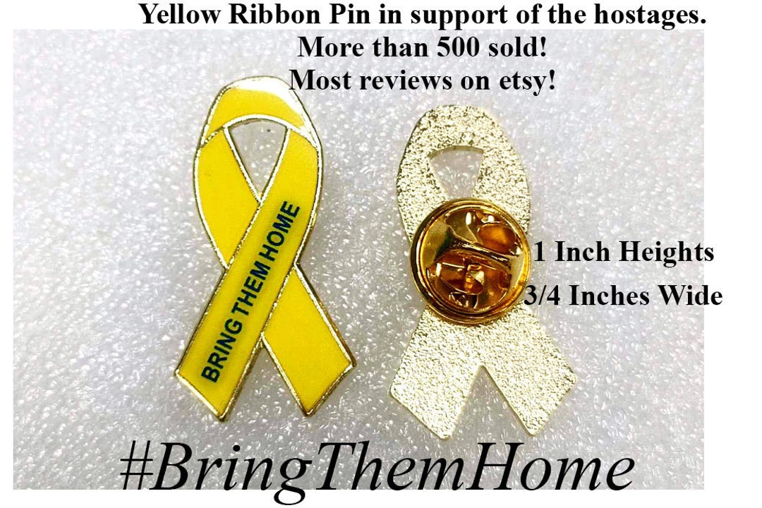 Bring Them Home Yellow Ribbon Israel Pin Bring Them Home Now Hostages Support Israel Yellow ...