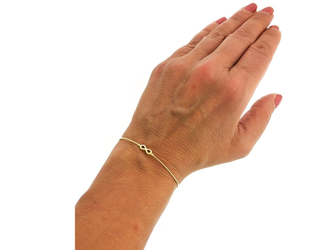 Infinity Bracelet / Bangle Solid 14K Gold With Extension / Dainty ...