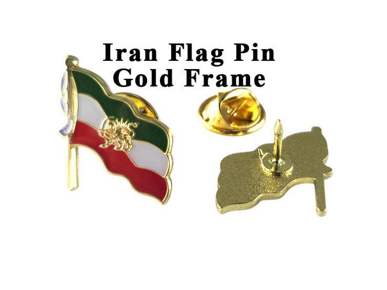Free Iran Flag Pin Lion and Sun Emblem Shir O Khorshid Quality Heritage ...