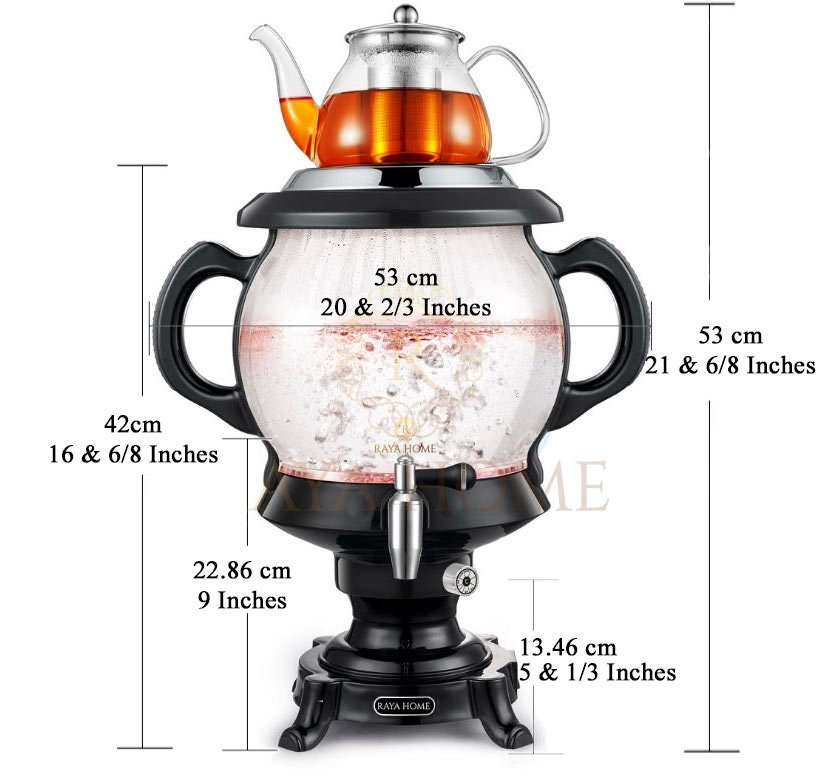 RAYA Glass Tea Maker & Samovar, Black Glass Tea Maker Persian Samovar ...