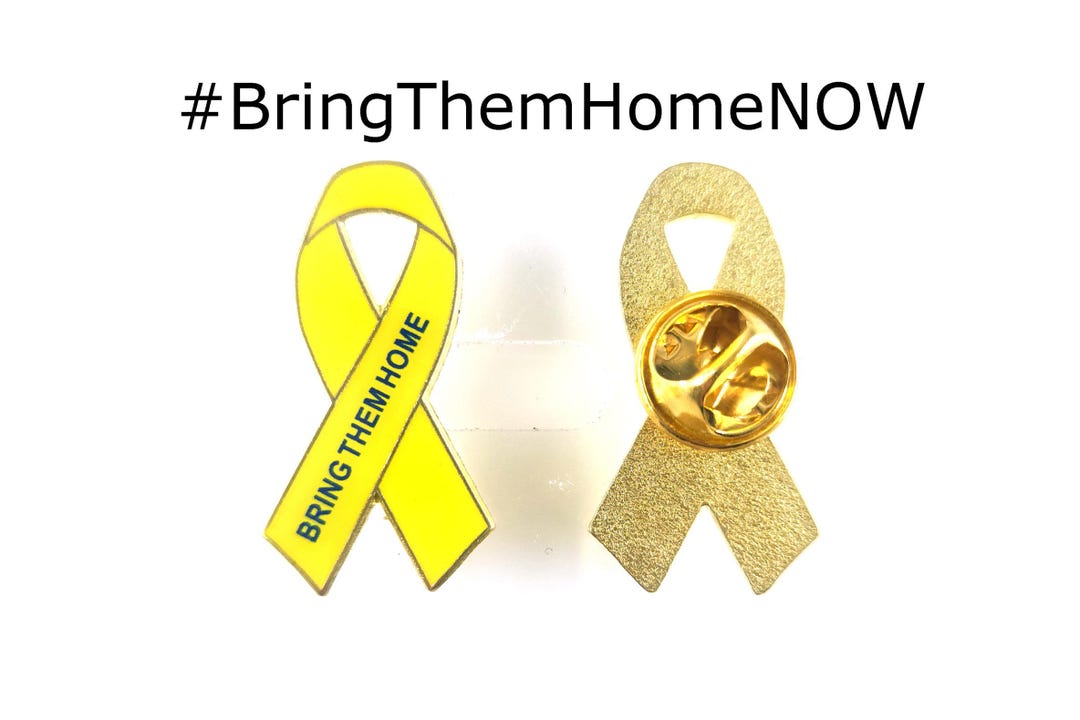 Bring Them Home Yellow Ribbon Israel Pin Bring Them Home Now Hostages Support Israel Yellow ...