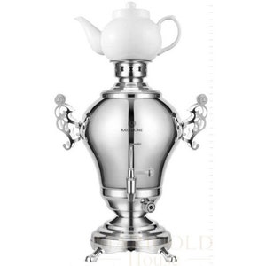 RAYA Classic Samovar | Silver Tea Maker With White Porcelain Teapot ...