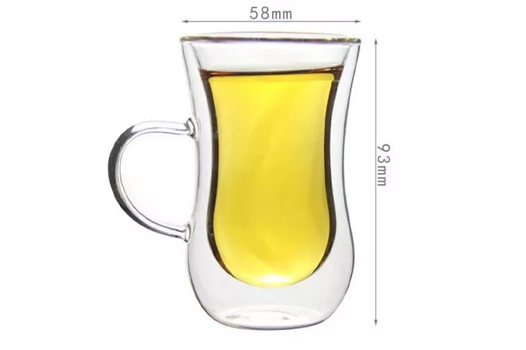 Double Walled Hourglass Tea Coffee Glass With Handle Turkish - Etsy