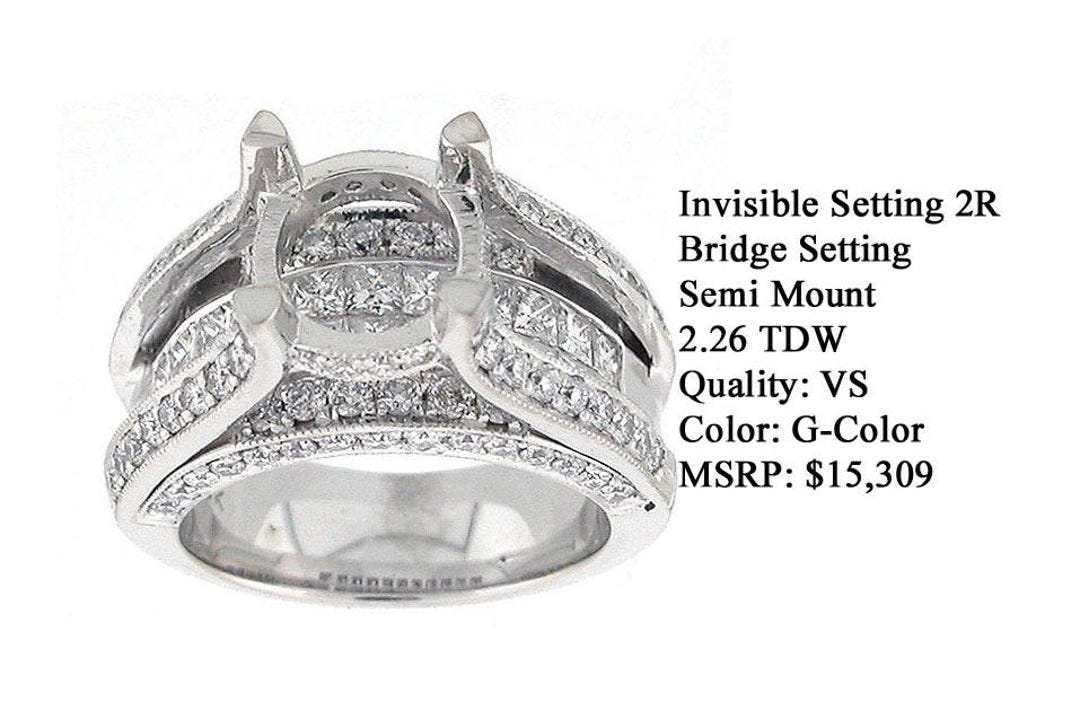 Invisible Setting Bridge Design 2.26 Tcw Semi Mount Diamond Ring and ...