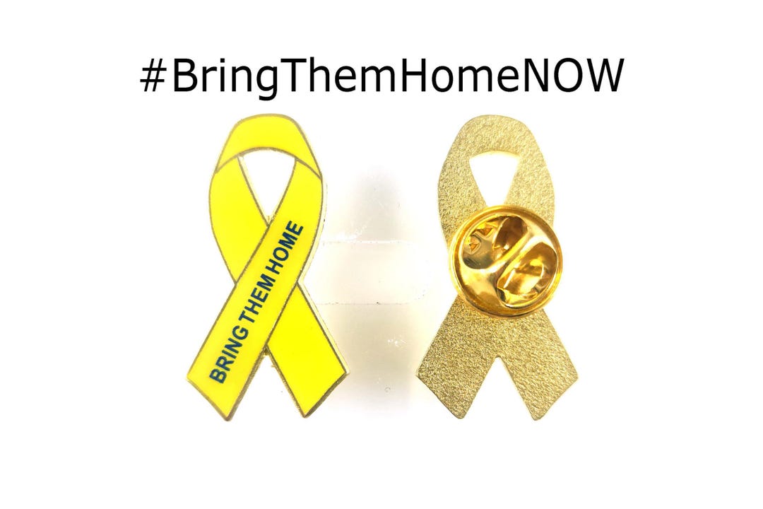 Bring Them Home Yellow Ribbon Israel Pin Bring Them Home Now Hostages ...