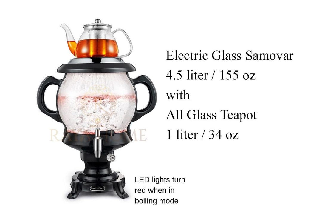 RAYA Glass Tea Maker & Samovar, Black | Glass Tea Maker | Persian ...