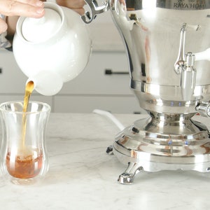 RAYA Classic Samovar | Silver Tea Maker With White Porcelain Teapot ...