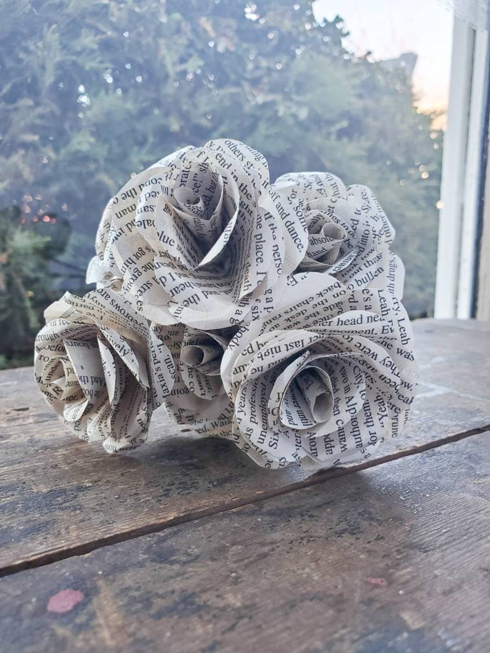 6 Paper Roses Book Page Flowers Bookish Wedding Decor Paper - Etsy