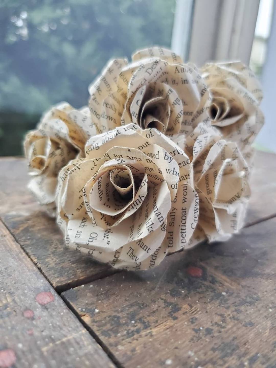 6 Paper Roses, Book Page Flowers, Bookish Wedding Decor, Paper ...