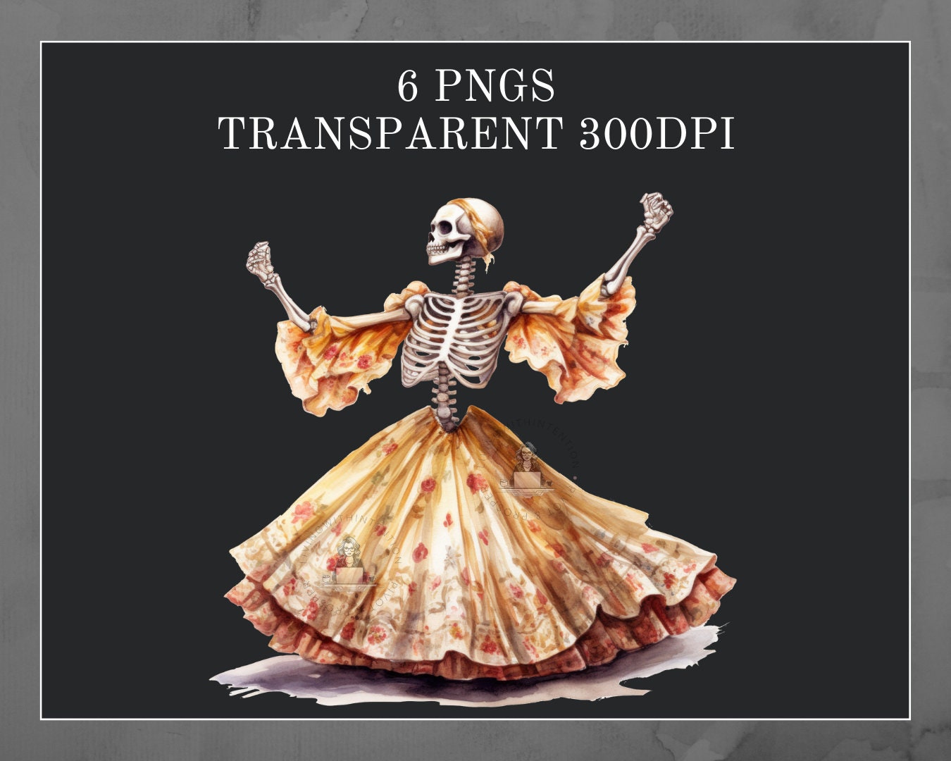 Dancing Skeleton Clipart | Watercolor Halloween Clipart | Cute Skeleton ...