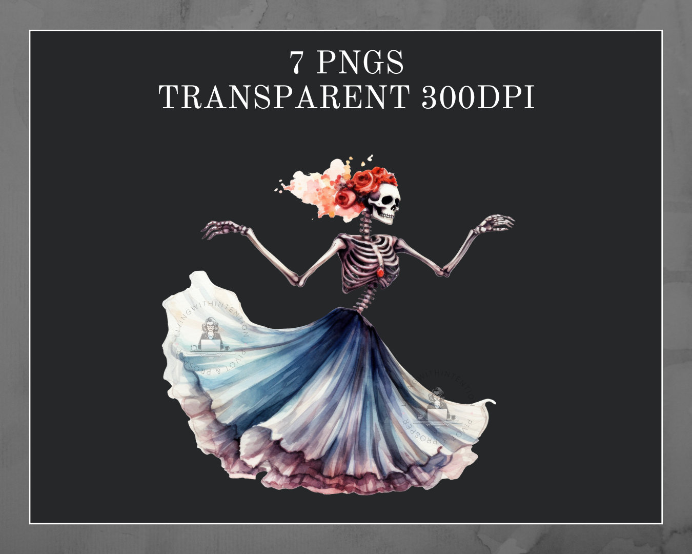 Dancing Skeleton Clipart | Watercolor Halloween Clipart | Cute Skeleton ...