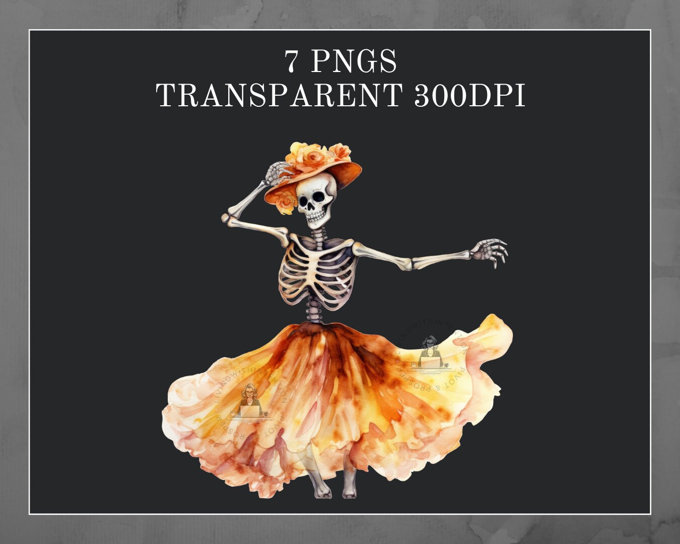 Dancing Skeleton Clipart | Watercolor Halloween Clipart | Cute Skeleton ...
