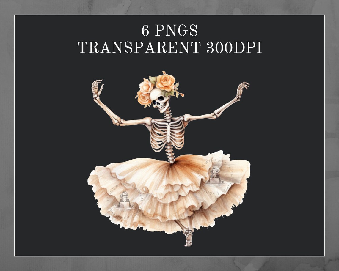 Ballet Dancer Skeleton Clipart Halloween Clipart Cute Skeleton Clipart ...
