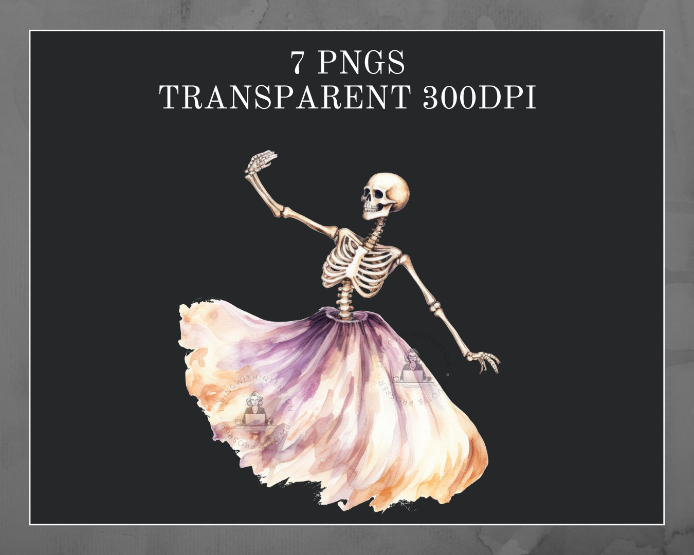 Dancing Skeleton Clipart | Watercolor Halloween Clipart | Cute Skeleton ...