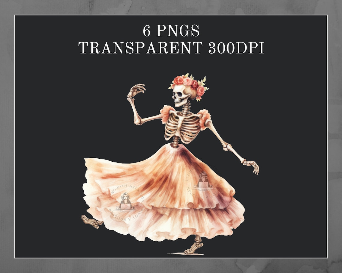 Lady Dancer Skeletons Clipart Set 2 | Halloween Clipart | Cute Skeleton ...