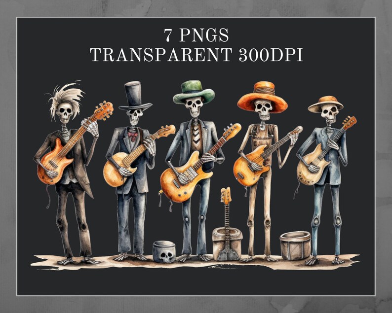 Halloween Clipart Cute Skeleton Clipart Dancing Skeleton Rock Band ...