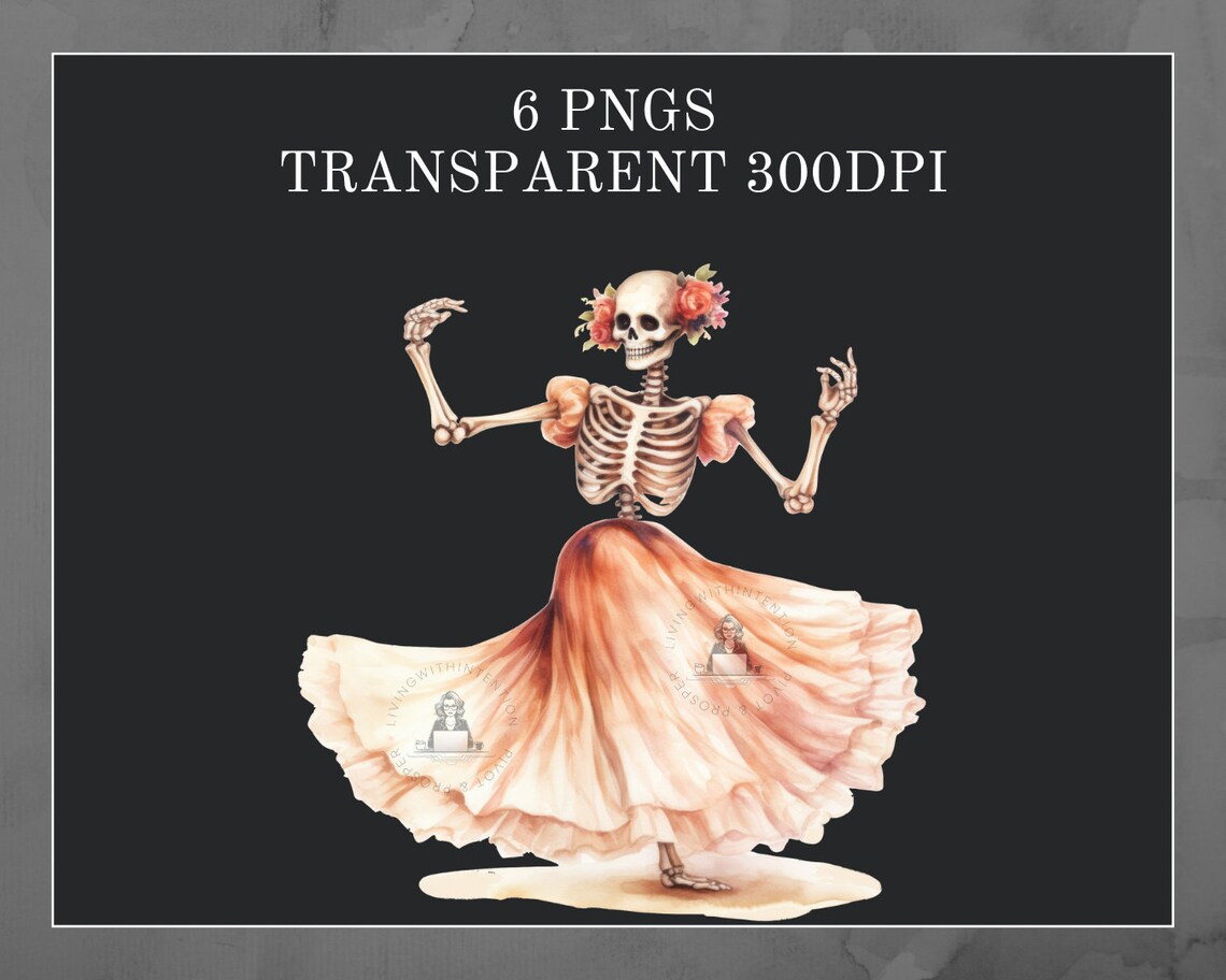 Lady Dancer Skeletons Clipart Set 2 | Halloween Clipart | Cute Skeleton ...