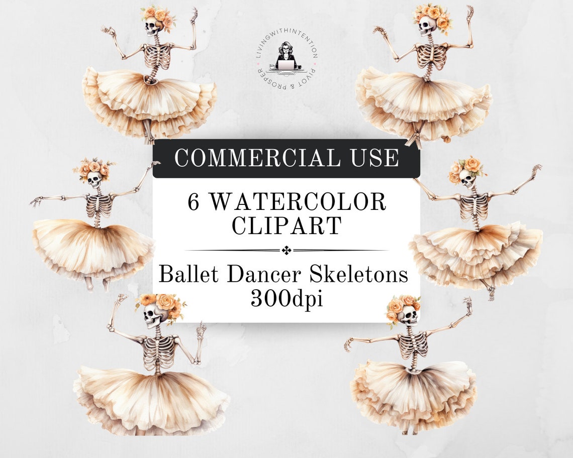 Ballet Dancer Skeleton Clipart Halloween Clipart Cute Skeleton Clipart ...