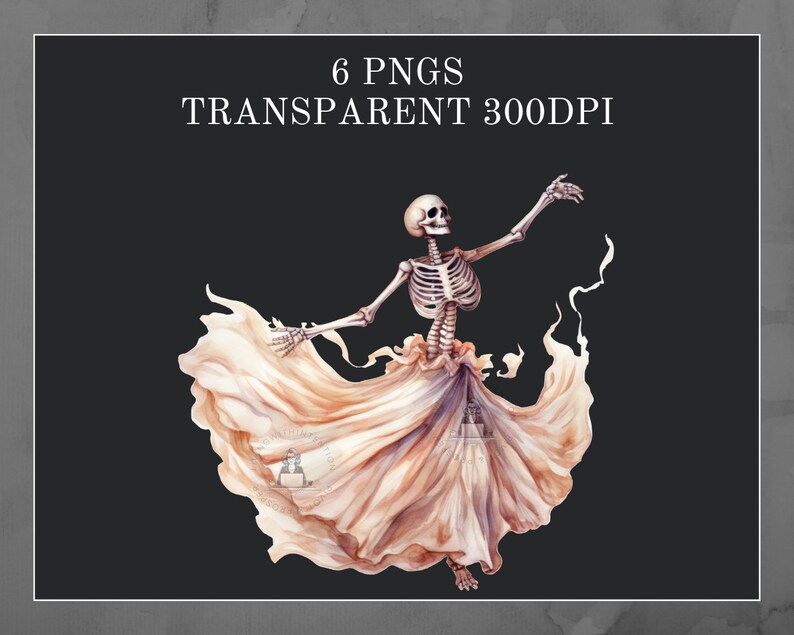 Lady Dancer Skeletons Clipart Set 2 | Halloween Clipart | Cute Skeleton ...