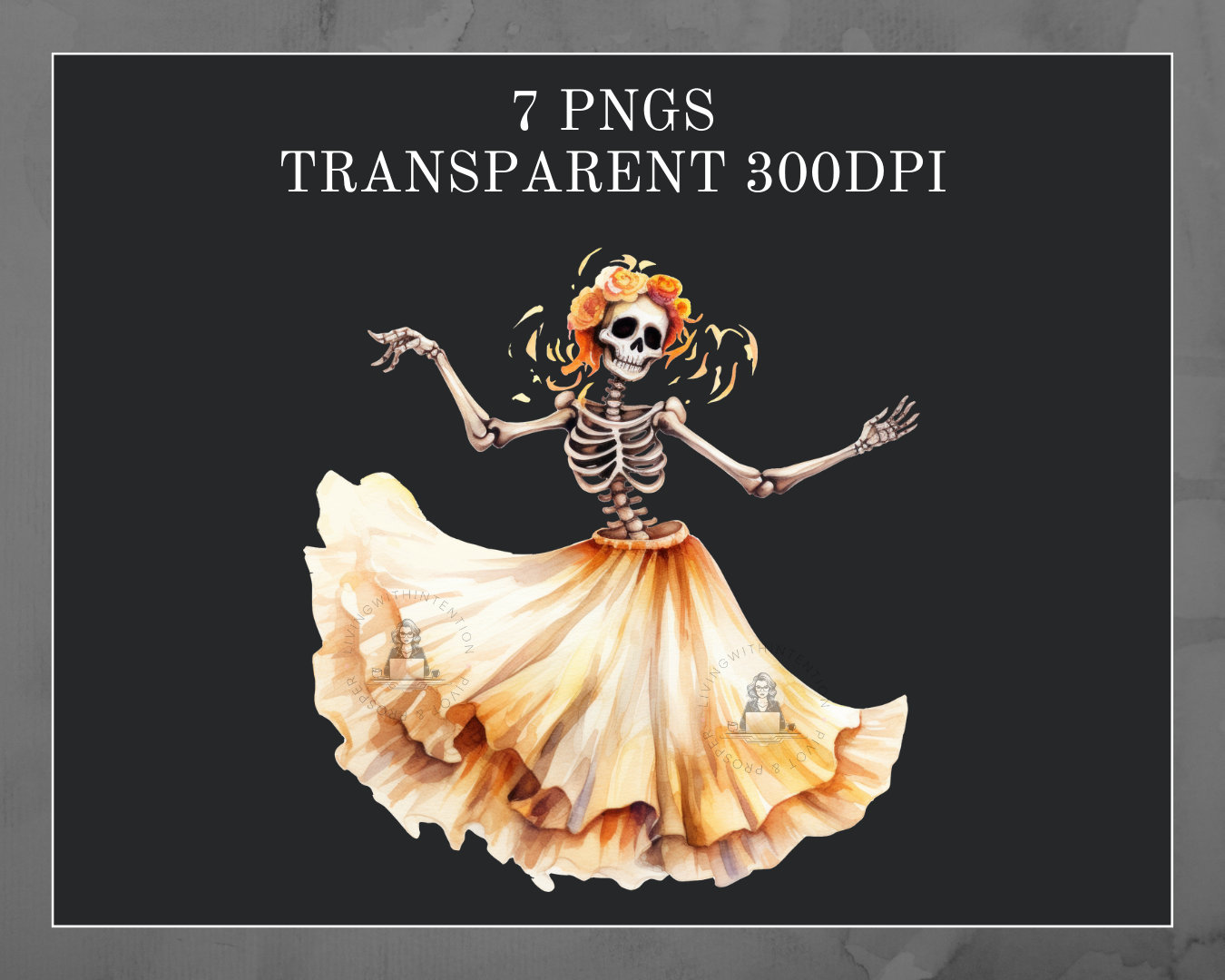 Dancing Skeleton Clipart | Watercolor Halloween Clipart | Cute Skeleton ...