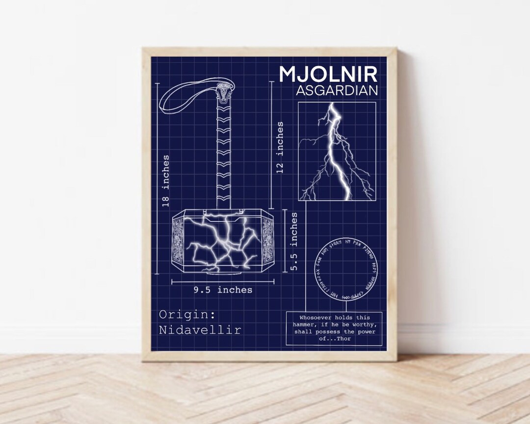 Thor Broken Mjolnir Bluprint Print - Etsy