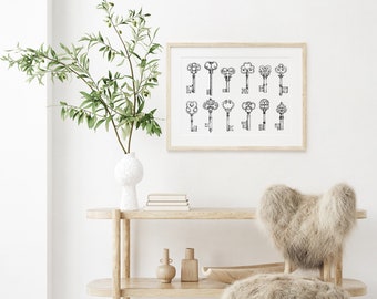 Skeleton Key Print - Etsy