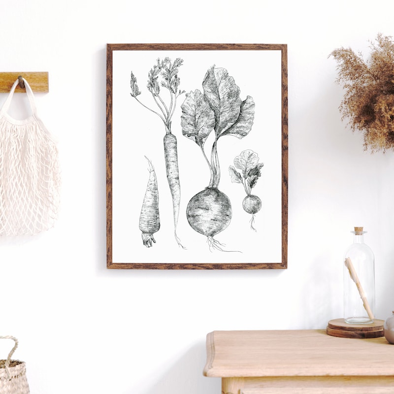 Black and White Vegetable Prints - Etsy