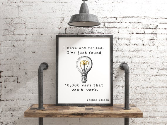 Thomas Edison Quotes Wall Art Home Decor Inspiring Quotes | Etsy