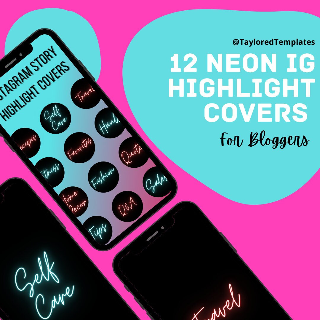 Neon Instagram Story Icons IG Highlight Covers Neon IG Story Covers ...