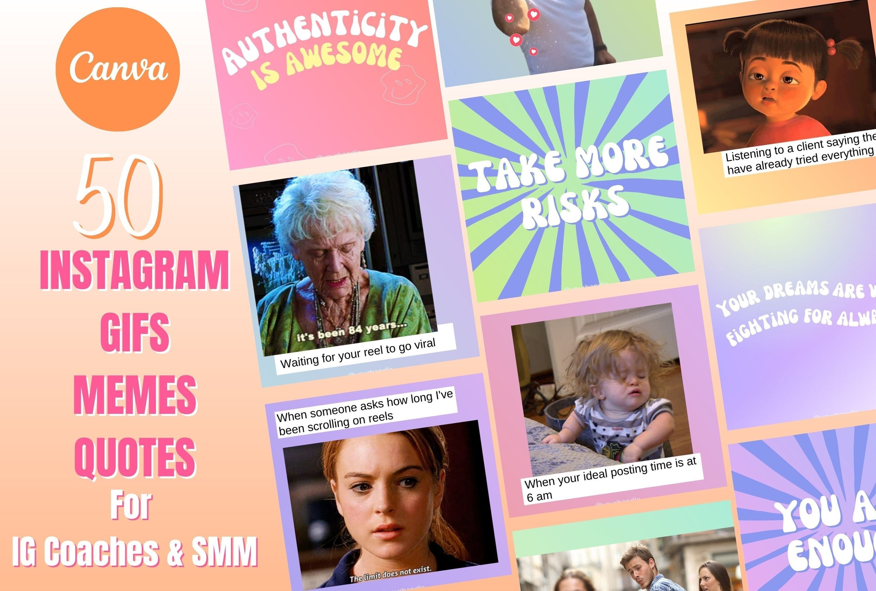 Meme GIFS and Quotes Template Pack for Coaches and SMM | Fully ...