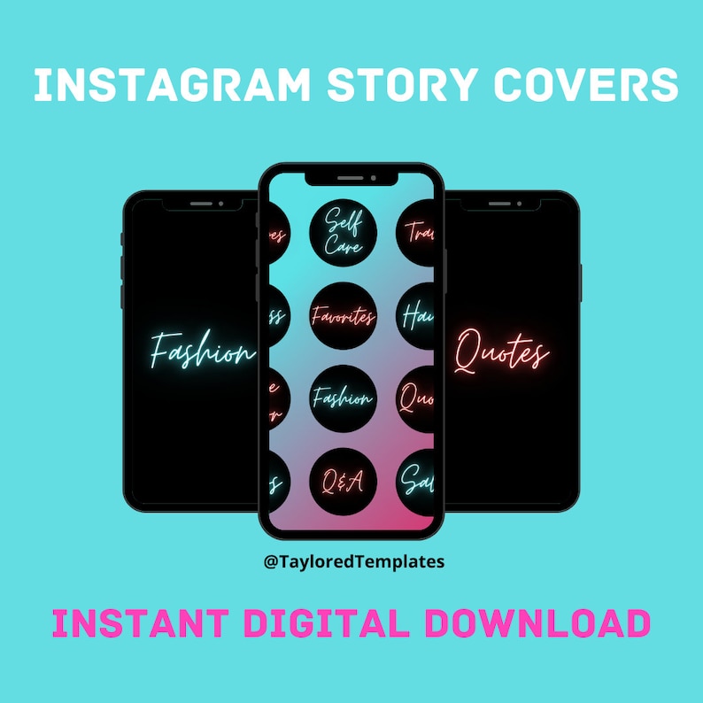 Neon Instagram Story Icons IG Highlight Covers Neon IG Story Covers ...