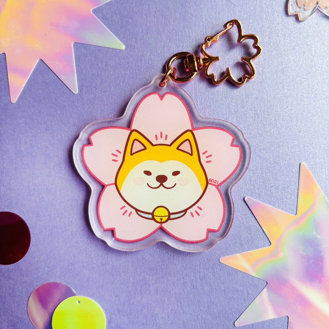 Keychain Sakura Shiba - Cute Illustration - Japanese Culture - Pastel ...