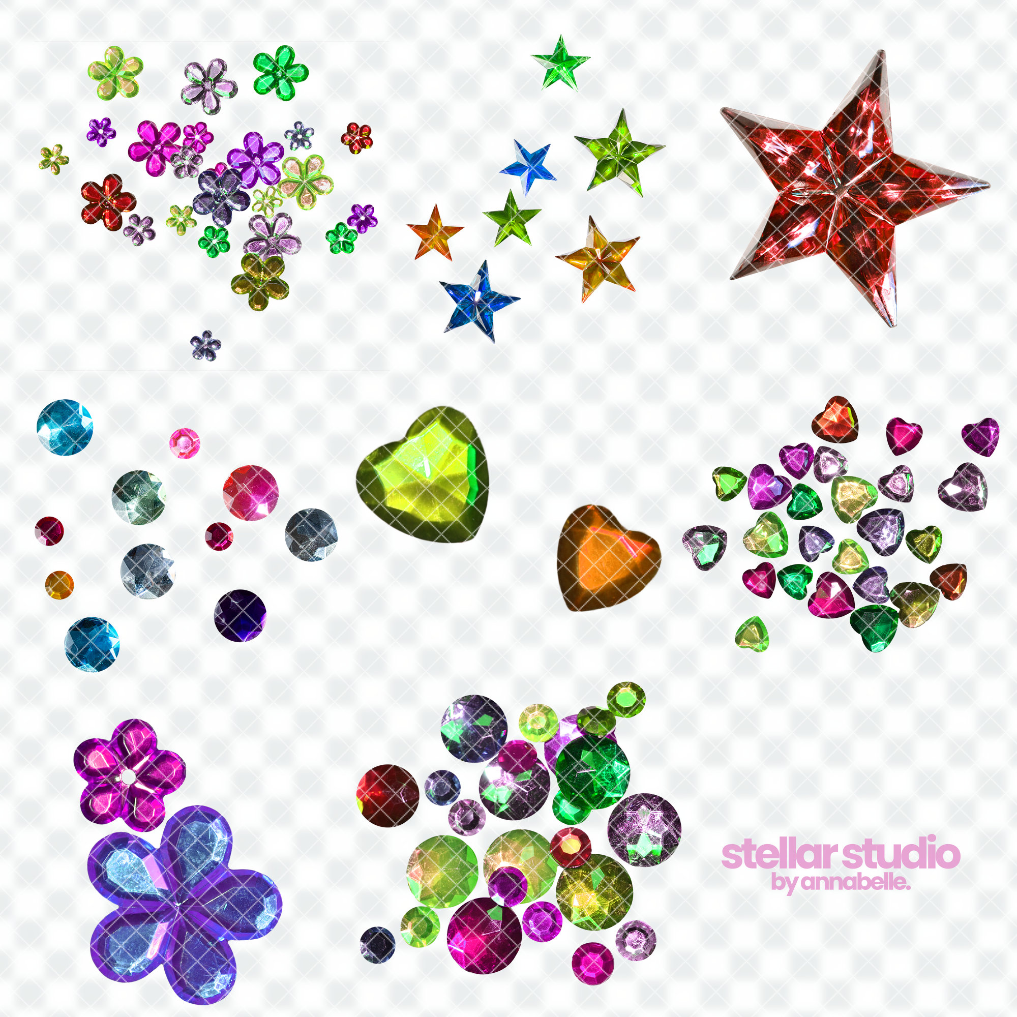 Gem and Rhinestone Graphic Pack DOWNLOAD - PNG, Clip Art - Etsy