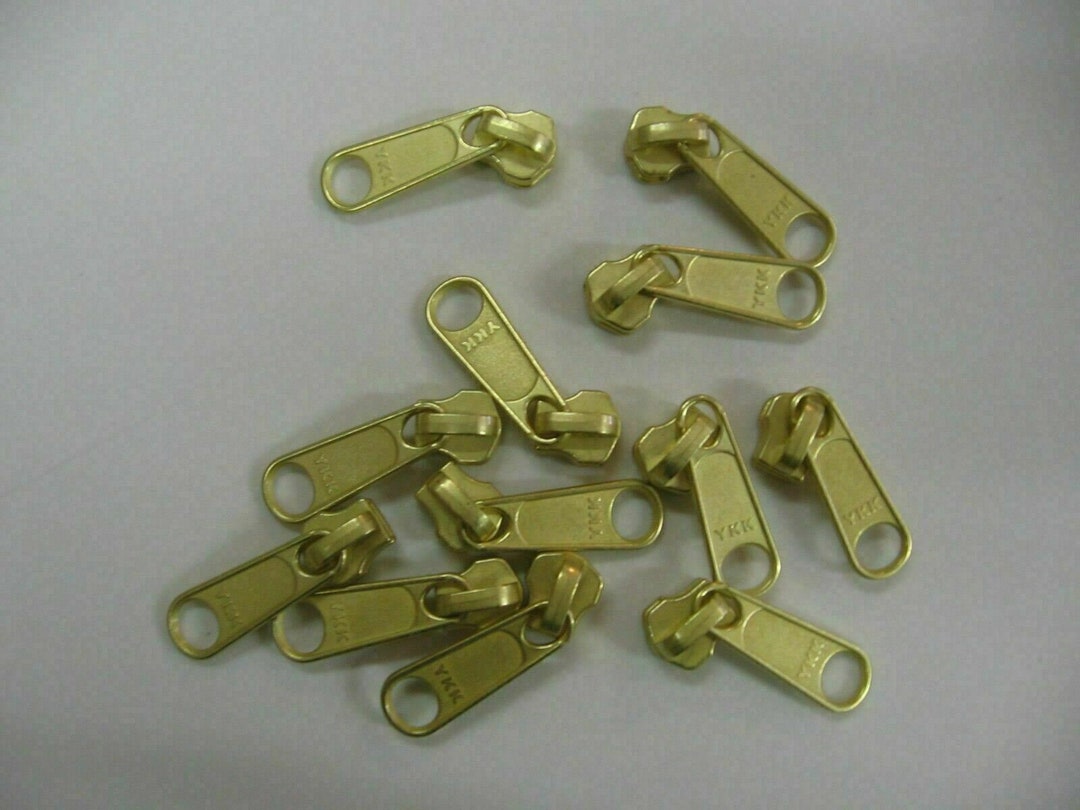 Ykk Zipper Slides 5 Non-locking for Metal Zipper 12 Pack Brass/gold New ...